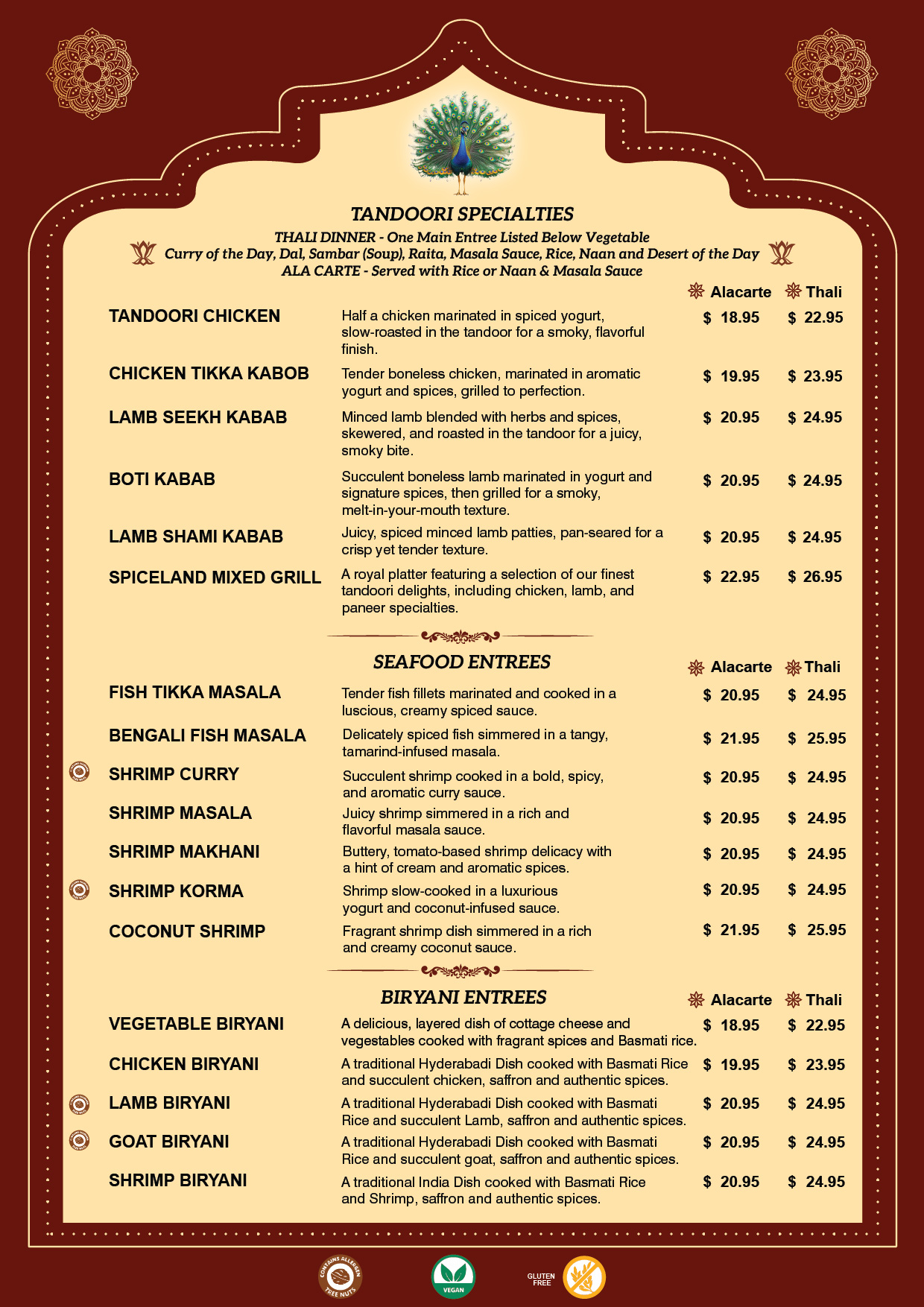 Menu - Spiceland Indian Restaurant, Bend, Oregon 97703